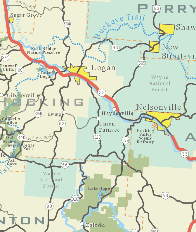 Hocking Valley Scenic Railway: Location Map
